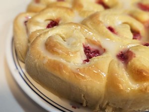 Raspberry Cream Cheese Sweet Rolls with a Lemon Glaze | An Inspired Cook